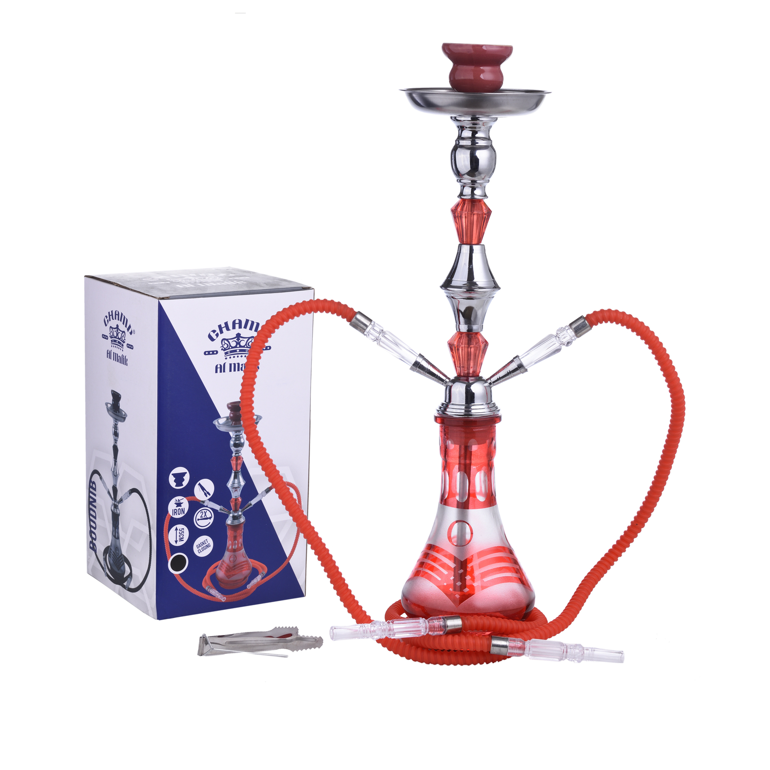 Chicha 2 Tuyaux - Narguilé - Hookah - 55 cm - Design Oriental - Rouge ...